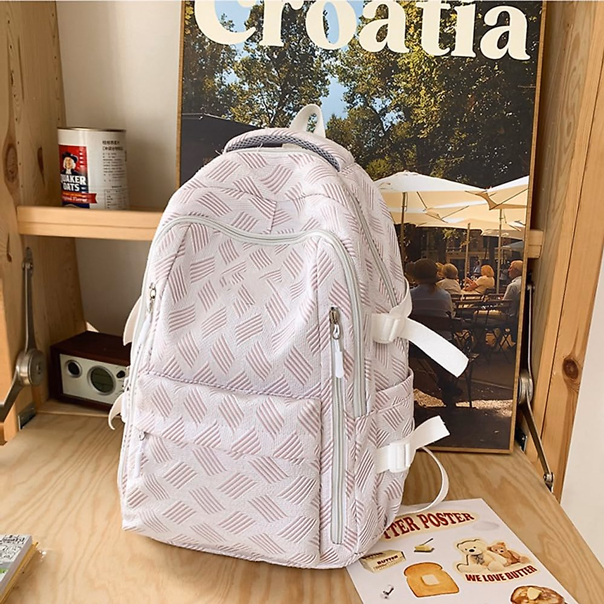 UNICOLD Kawaii Backpack With Cute Accessories Large Capacity Aesthetic Bag (Purple)