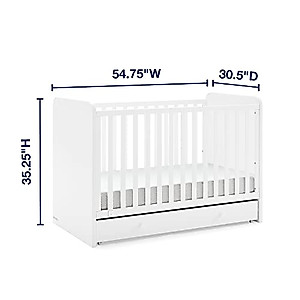 GAP babyGap Graham 4-in-1 Convertible Crib with Storage Drawer - Greenguard Gold Certified, Bianca White