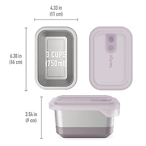 Bentgo® MicroSteel® Heat & Eat Container - Microwave-Safe, Sustainable & Reusable Stainless Steel Food Storage Container with Airtight Lid for Eco-Friendly Meal Prepping (Lunch Size - 3 Cups)