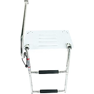 YaeMarine 2 Steps Boat Out-Board Swim Ladder, Under Platform Boat Ladder, Telescoping Boat Ladder, Fiberglass Platform Folding Stainless Ladder