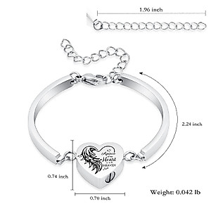 Yinplsmemory Cremation Jewelry Heart Urn Bracelet for Ashes for Women Men Adjustable Urn Cuff Bracelet for Human Pet Ashes Keepsake Memorial Jewelry