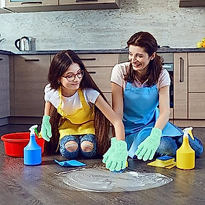 Sibba 2pcs Microfiber Dusting Mitt Gloves Auto Household Cleaning Mittens Cloth Reusable Washable Gloves for Men Women Kitchen House Blinds Plants Mirrors Lamps Car Cleaning (Cyan)