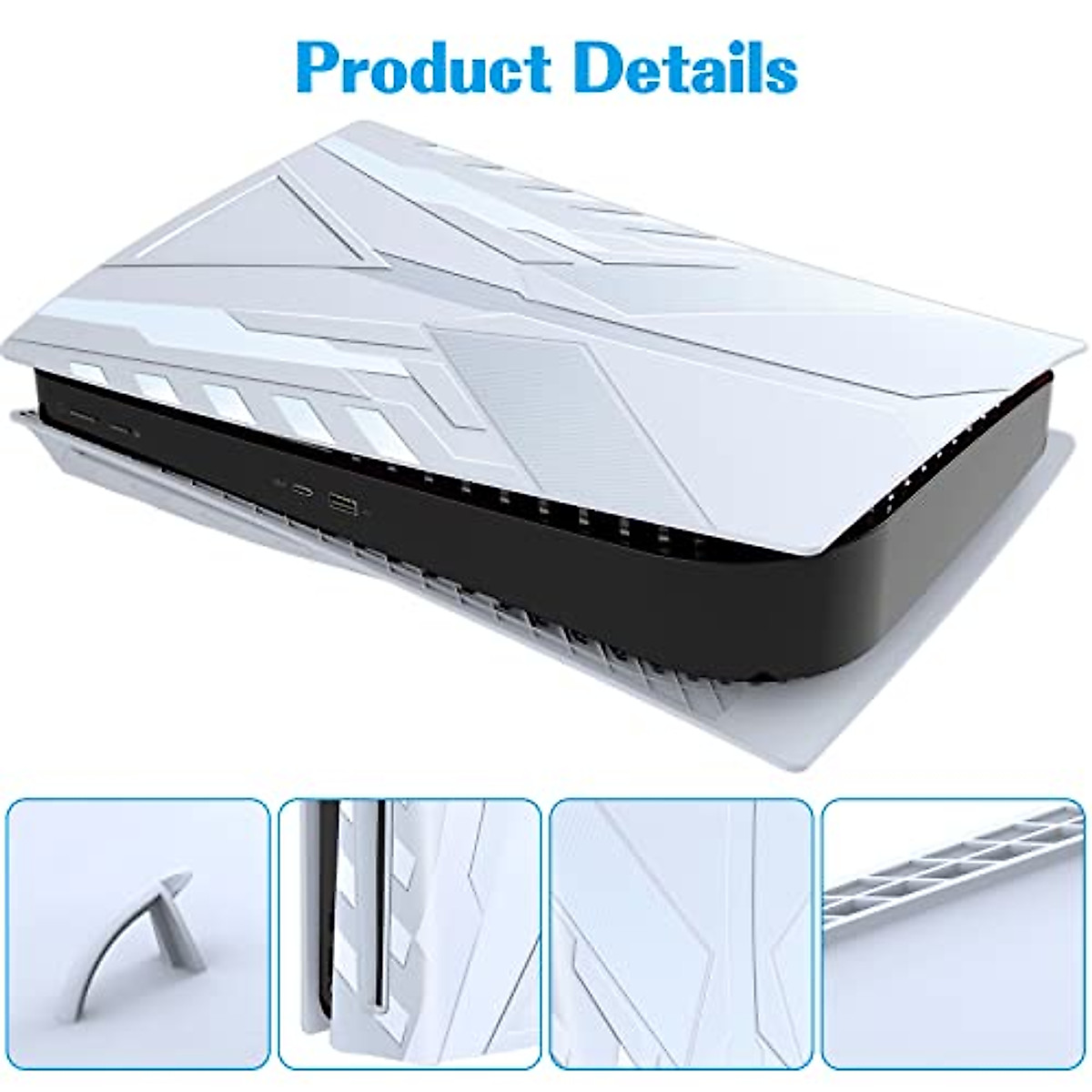 HEYSTOP PS5 Plates for PS5 Accessories, Hard Shockproof Cover PS5 Skins Shell Panels for PS5 Console, Anti-Scratch Dustproof Face Plates Replacement Accessories for Playstation 5 Disc Edition - White