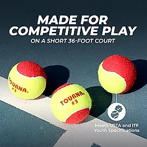 TOURNA Low Compression Stage 3 Tennis Ball with Mesh Bag (18-Pack)