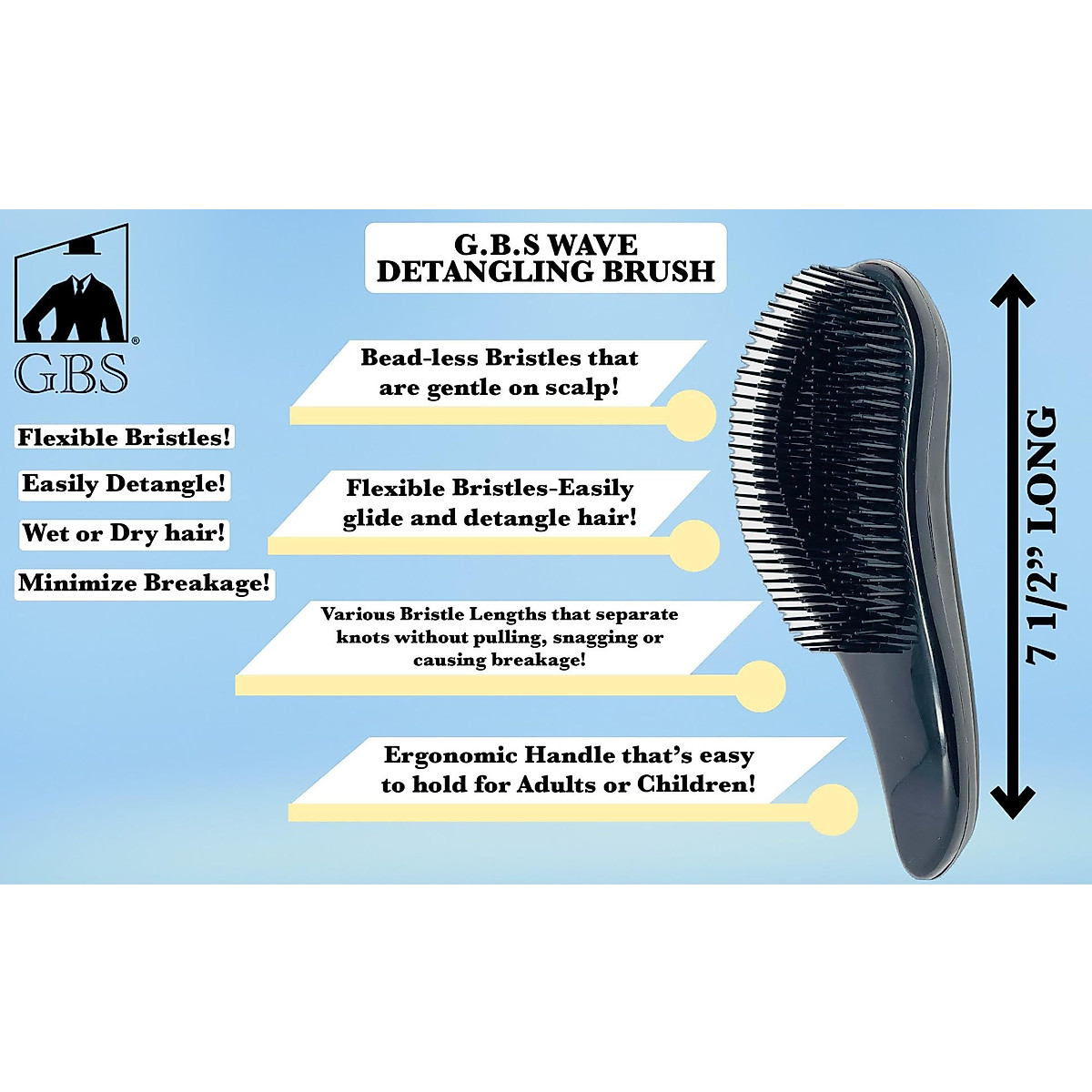 G.B.S Wave Detangling 3-in-1 Hair Brush Set