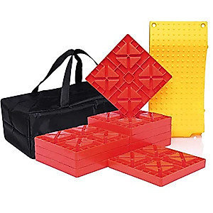 Homeon Wheels Camper Leveling Blocks, One Top Tire Saver Ramp and 9 Pack Interlocking Leveling Blocks with Carrying Bag, Heavy Duty Rv Leveling Blocks and Chocks Anti-Slip Pads Design (WH-201)