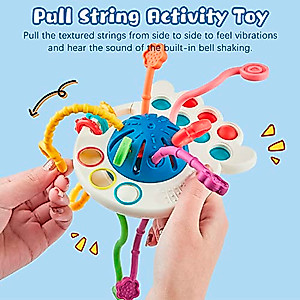 FLMRIOY Baby Montessori Sensory Toys, Octopus Pull String Activity Toys for Babies 18+ Months Toddler Early Interactive Learning Development Toy for Infant Newborn Boys Girls Gifts