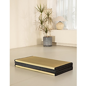 MustMat Tatami Mat Twin XL Japanese Floor Mattress Foldable Bed Frame with Storage Bag Rush Grass 39 x80 x1.4 in (Black)