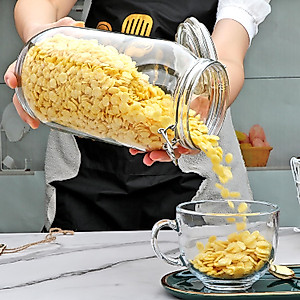 Flrolove 74 oz/2200ml Glass Food Storage Jars,Glass Canisters With Airtight Lids,Large Brown Sugar Container,3 Pack Round Jar Containers for Storing Sugar, Flour, Cereal,Coffee,Cookies