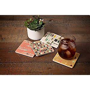 CoasterStone Absorbent Coasters, 4-1/4-Inch, "Retro Modern", Set of 4