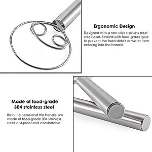 JIANYI 12 Inch Danish Dough Whisk, Rust Proof Stainless Steel Dutch Style Hand Mixer Blender for Bread, Pastry, Dessert, Sourdough, Batter or Pizza