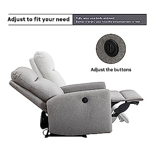 ANJHOME Classic Power Recliner Chair Comfy Reclining Chairs with Adjustable Backrest and Footrest, Heavy Duty Electric Recliners Single Sofa for Living Room (1, Grey)