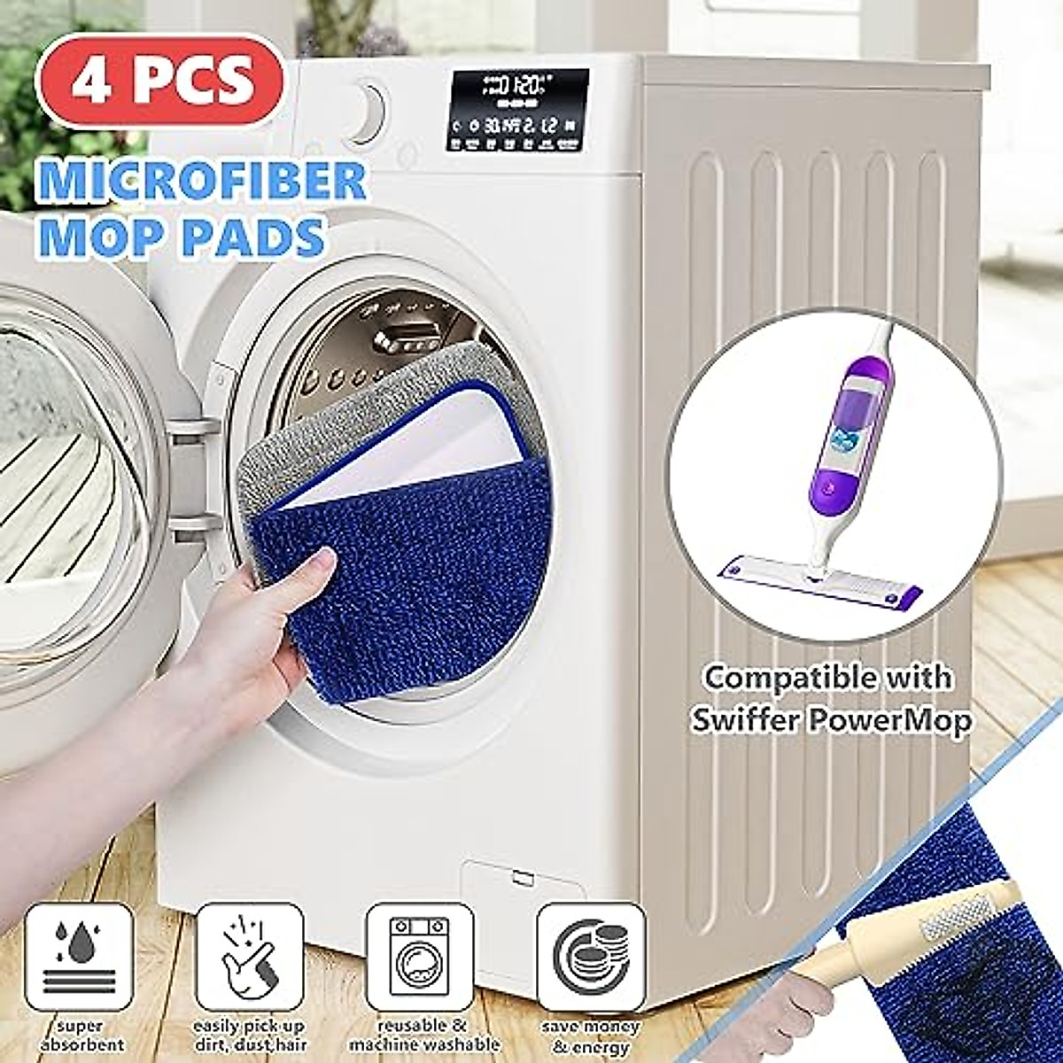 Spray Mops for Floor Cleaning Microfiber Floor Mop for Hardwood Floors Wet Dust Mop Flat Mop Floor Cleaner Mop with 4 Washable Pads 440 Ml Refillable Bottle for Wood Floor Tile Laminate Vinyl Kitchen