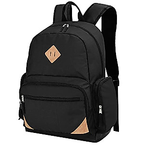 College Backpack Lightweight College Bag College Casual Daypack with 2 Side Pockets Black