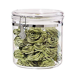 Oggi Jumbo Clear Canister with Clamp Lid, 150 oz - Airtight Food Storage Container, for Kitchen & Pantry Storage of Bulk, Dry Foods Including Pasta, Flour, Sugar, Coffee, Rice, Tea, Spices & Herbs