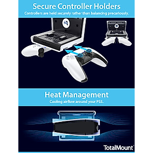 TotalMount Wall Mount for All PS5 Models – Bonus: Holds Two Controllers (Compatible with All PS5 Models Including Slim, Pro, and Original)