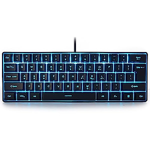 abucow Gaming Keyboard Minimalist Portable Wired Ultra-Compact Mini Imitation 61 Keys RGB Backlit Keyboard (Black)
