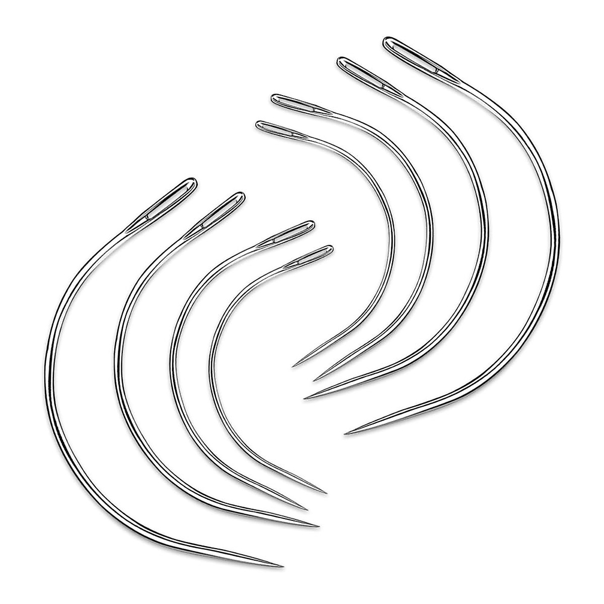 SaiDian 2 Sets 2'' / 2.5'' / 3 ''/ 3.5 '' Curved Leather Hand Sewing Needles C Type Needles for Carpet Leather Canvas Repairing Weaving Crafts