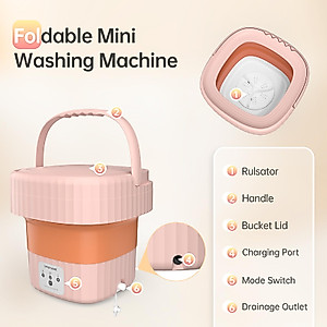 Mini Washing Machine, 6L Portable Washing Machine, Compact Foldable Mini Washer for Small Clothes Baby Clothes Underwear Socks Towels Toys Apartment Dormitory RV Camping Travel Laundry