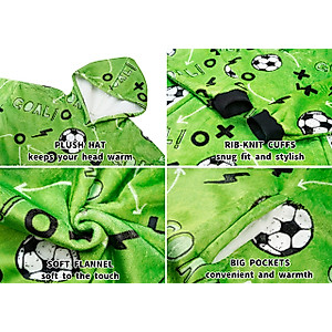 Soccer Gifts for Men, Boys, Girls, Wearable Blanket Hoodie, Oversized Flannel Hooded Blanket, Plush, Cozy, Warm, Soft, One Size