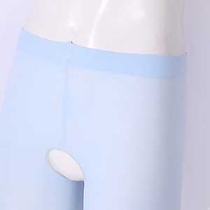 YiZYiF Women's 12 Denier Thigh High Silky Sheer Hollow Out Tights Footed Tights Silk Stockings Blue A One Size