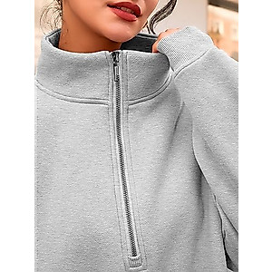Trendy Queen Oversized Sweatshirts for Women Half Quarter Zip Up Pullover Hoodies Casual Sweaters Fall Outfits Fashion Winter Clothes 2023 Grey