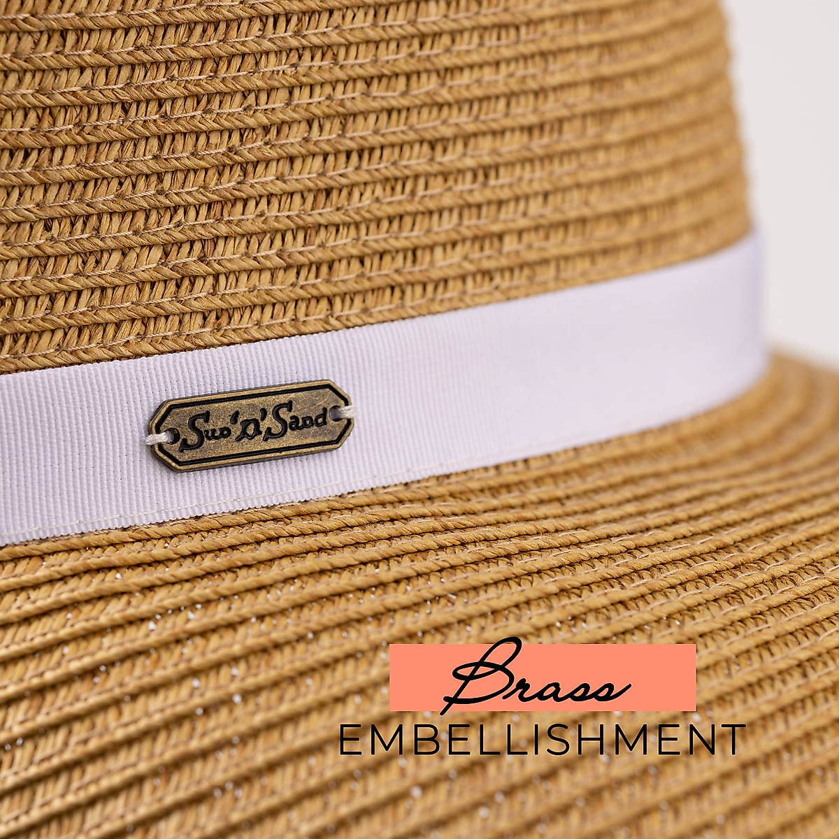 Sun 'N' Sand Women's French Laundry Sun Hat - UPF 50+ - Backless, Foldable, and Packable 4” Brim Hat - One Size in Black