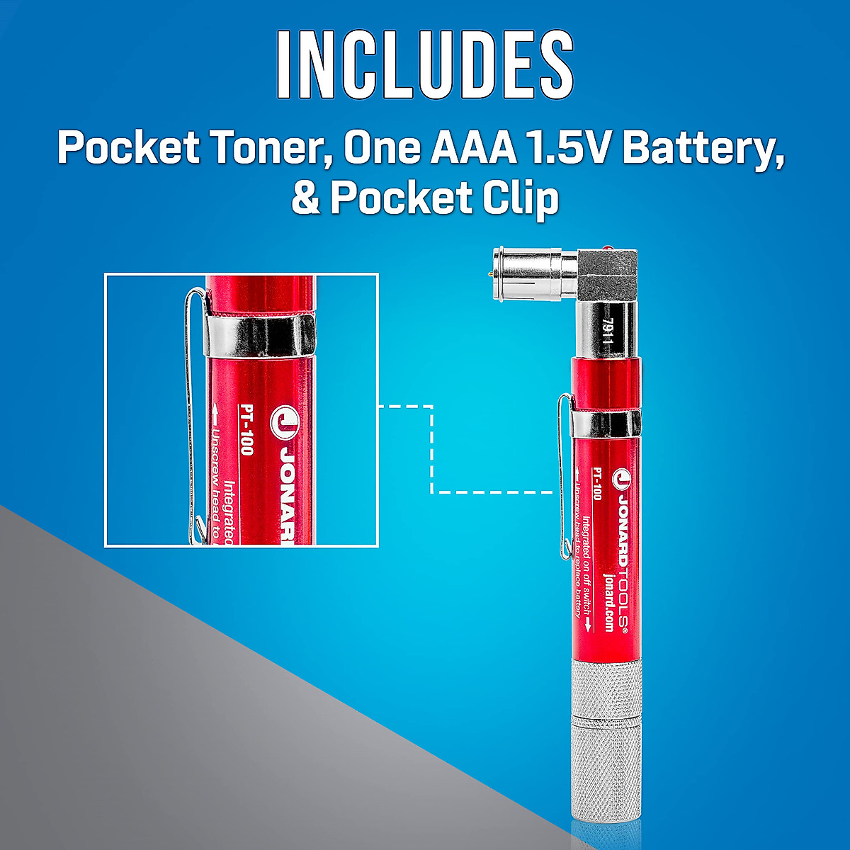 Jonard Tools PT-100 Coax Cable Wire Tracer Pocket Continuity Tester & Toner with Audible Beep and LED, Red