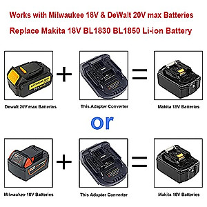 Battery Adapter for Makita 18V Lithium-Ion Cordless Tools, Convert for Milwaukee M18 18V or Dewalt 18V 20V Lithium Battery to Makita 18-Volt BL1830 BL1850 LXT Battery Converter, w/USB Charge Port