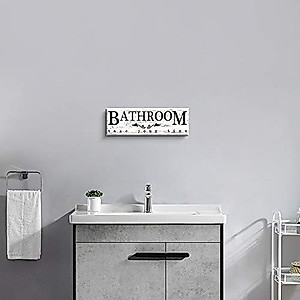 Bathroom Sign Wall Decor Giclee Canvas Print Wall Art Rustic Framed Pictures Artwork Home Decoration, 6 X 17 Inch