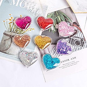 GRIPONG Cute Heart Shape Quicksand Glitter Expandable Collapsible Mobile Phone Grip Stand Holder for Smartphone Tablet Cell Phone Accessory (Pink Sparkle Quicksand)