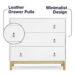 babyGap Legacy 3 Drawer Dresser with Leather Pulls - Greenguard Gold Certified, Bianca White/Natural