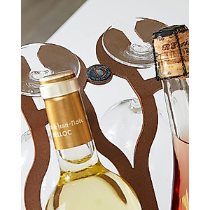 di prima usa Countertop Wine Rack Metal Wine Rack for Table – Small Wine Rack for Tabletop Décor – Wine Rack Holder for 2 Glasses & 2 Bottles - Corten/Chestnut