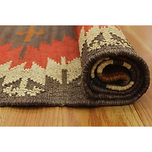 RamVicraft 6x9 Kilim Wool Jute Rug, Natural Handmade Area Rug for Bedroom, Living Room, Dining Room, Hallway, Office, Kitchen, Entryway Carpet for Decorative Use (D-1)