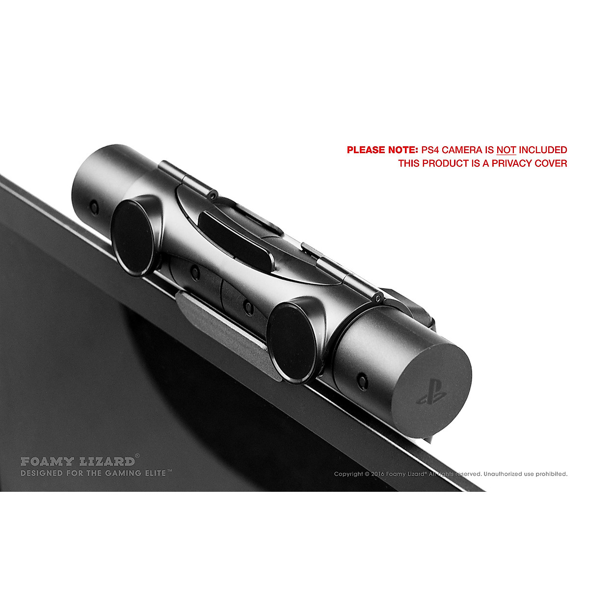 Privacy Shield for Playstation 4 Camera v2.0 by Foamy Lizard ® Protective Concealing Lens Cover for 2016 PS4 Console Camera 2.0 Sensor (NOT compatible with OLD rectangular camera, CAMERA NOT INCLUDED)