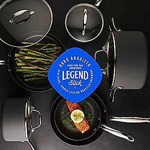 Legend Slick 10 pc Hard Anodized Nonstick Cookware - Next Gen Hard Anodized Aluminum & Steel Chef Grade Pots and Pans Set for Home - PFOA Free, Non-Toxic Non-Stick Surface - Oven & Dishwasher Safe