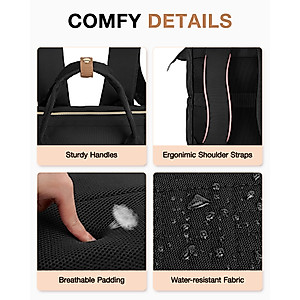 BAGSMART Backpack for Women, Laptop Backpack Fits 15.6 Inch Computer, Teacher Backpack, Bookbags with Charging Port Hole for College Work Business, Black