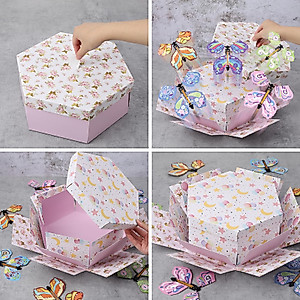 Auidy_6TXD Butterfly Explosion Gift Box, Flying Butterfly Surprise Gift Box 5.7x5.7x5.5 inches, DIY Exploding Surprise Flying Butterfly Gift Box for Gift, Birthday, Wedding, Party, Anniversary
