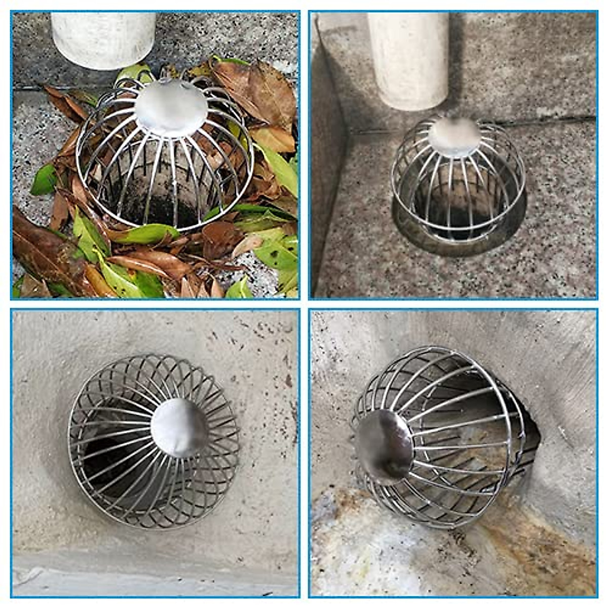 Tissting Gutter Balloon Guard Filter Stainless Steel Gutter Guard Downpipe Outlet Leaf Guard Floor Drain for Roof, Balcony, Yard, Garden(Tube 50)