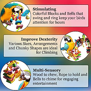 SunGrow Parrot Toy, Small & Medium Chewing Bird Toy for Parakeet, Sun Conure, 1 Piece