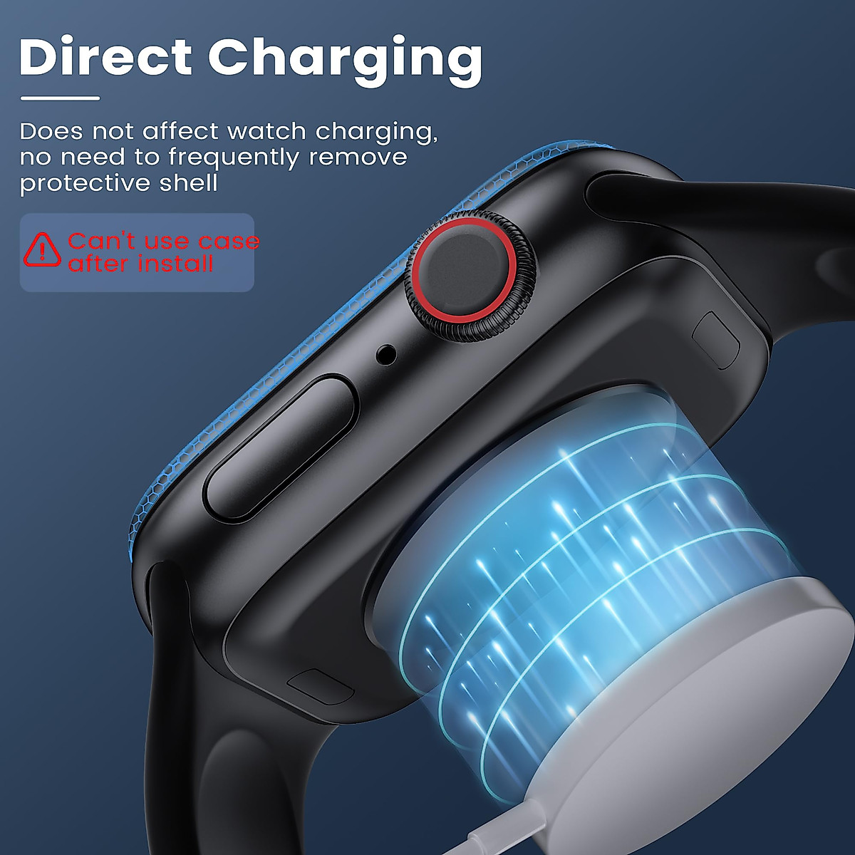 WSKEN for Apple Watch Screen Protector 45mm Series 9 8 7, Titanium Alloy Frame + 9H Tempered Glass, [Keep Original] [Touch Sensitive] Lightweight Protective Glass for iwatch 45mm 2 Pack,Black