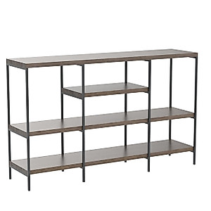 Best Choice Products Large Console Table, 4-Tier 55in Rustic, Industrial Sofa Table Storage for Living Room, Entryway, Foyer, Hallway w/EVA Non-Scratch Feet, Steel Frame - Brown