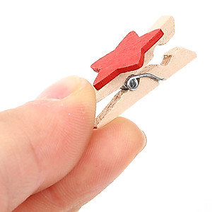 LUOZZY 200 pcs Mini Clothes Pins Wooden Mini Clothes Pins for Photo Colorful Star Shape Clothespins Wall Hanging Photo Clips for Crafts Memo Picture Pegs, 1.18inch