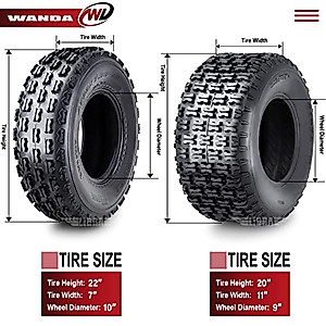 Set 4 Wanda Sport ATV tires 22x7-10 22x7x10 Front & 20x11-9 20x11x9 Rear