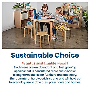 ECR4Kids Bentwood Round Table and Stool Set, Children's Furniture, Natural, 5-Piece