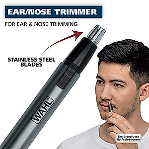 Wahl Micro Groomsman Personal Pen Trimmer & Detailer for Hygienic Grooming with Rinseable, Interchangeable Heads for Eyebrows, Neckline, Nose, Ears, & Other Detailing - 05640-600