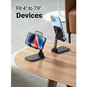 UGREEN Phone Stand Desk Foldable Holder Height Adjustable Cell Phone Cradle Dock Compatible with iPhone 14 Pro 14 Plus 13 Pro Max 12 11 SE XS XR 8 7Plus, Galaxy S23, and All Phones Black