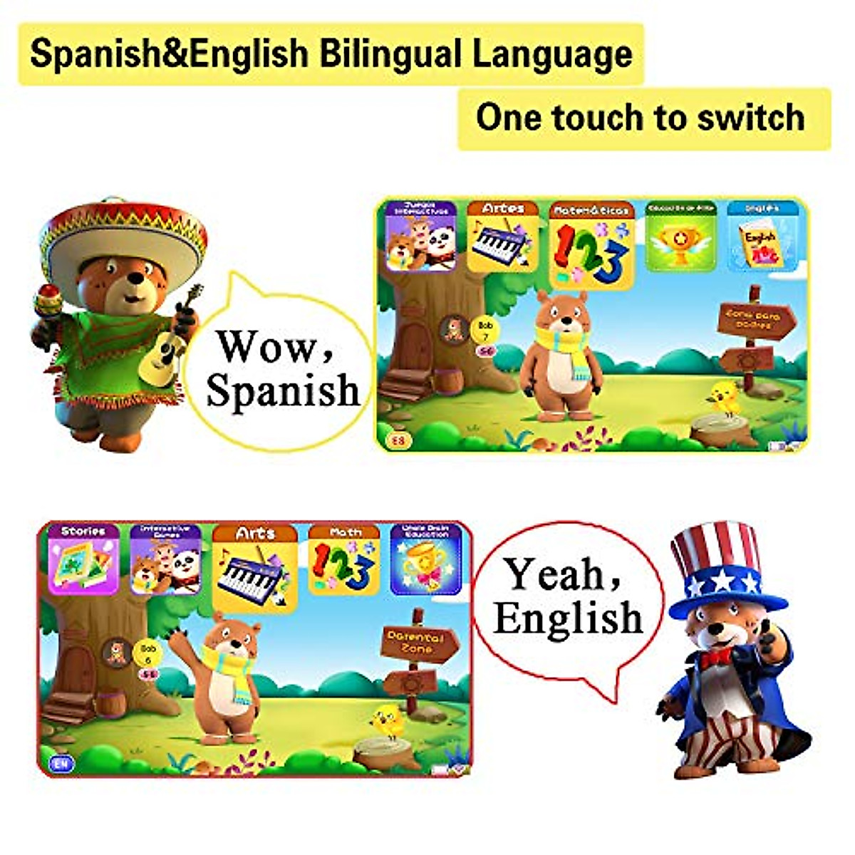 BBPAW Kids Tablet, Learning Games 7 inch 16GB WiFi Android GMS Tablet with Educational Games, with Protective Case-Blue