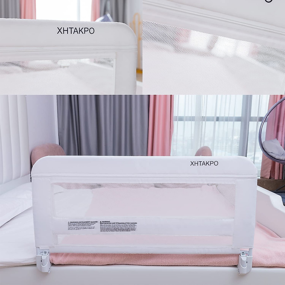 XHTAKPO Guard Rails for Bed,Reinforced Anchor Safety System for Baby Double Bed Rail White Without Cotton