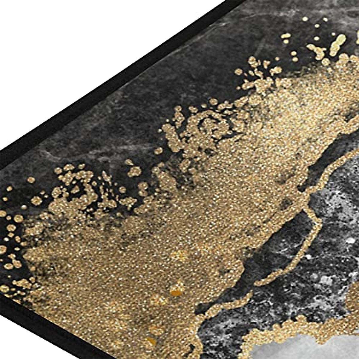 Area Rugs Carpet for Bedroom Floor Kitchen Rugs Gold Black Marble Bedside Runner Rug Living Room Washable Non Slip 39×20in